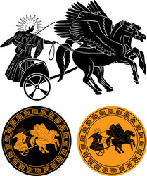 Helios greek god of sun head drawing color Vector Image