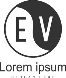 Initial ev logo template with modern frame Vector Image