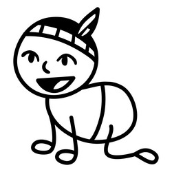 Native american baby girl doodle Royalty Free Vector Image