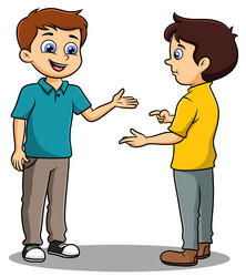 Two cute kids talking to each other cartoon Vector Image
