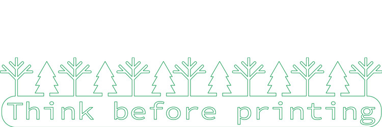 Think before printing with green leaf and text Vector Image