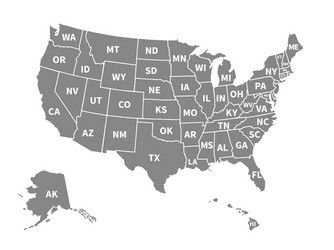Usa 50 states with state names Royalty Free Vector Image