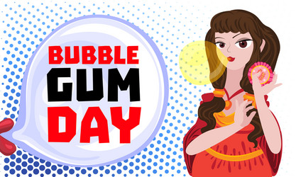 Girl bubble gum concept banner cartoon style Vector Image