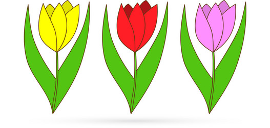Doodle tulips isolated on white flower Royalty Free Vector