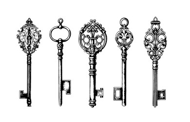 Victorian key collection vintage Royalty Free Vector Image