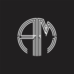 Am logo initial with circle line cut design Vector Image
