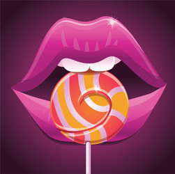 Banner with a sexy female mouth that drips Vector Image