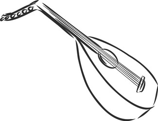 Lute musical instrument sketch contour Royalty Free Vector