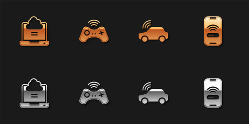 Set smart drone system network cloud connection Vector Image