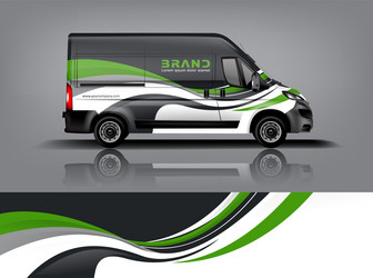 Van wrap design template with wave shapes decal Vector Image