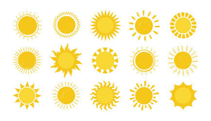 Doodle sun hand drawn simple graphic circle solar Vector Image