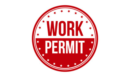 Red temporary work permit rubber stamp seal Vector Image