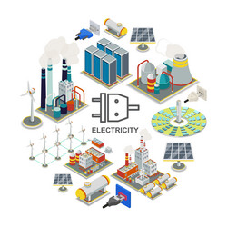 Electric power isometric icons energy generator Vector Image