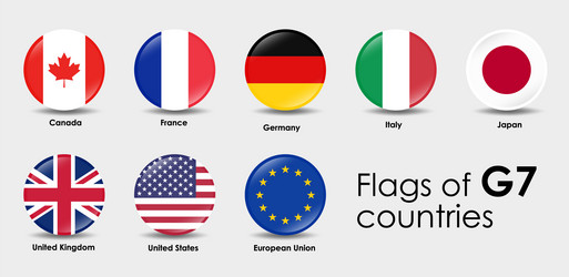 G7 summit flags isolated icons group of seven Vector Image