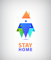 Stay home logo family sitting Royalty Free Vector Image