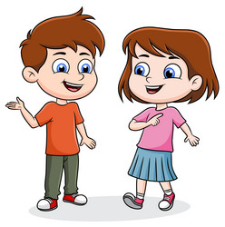 Two boys talking to each other cute cartoon Vector Image
