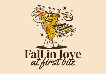 Fall in love at first bite character of pizza Vector Image