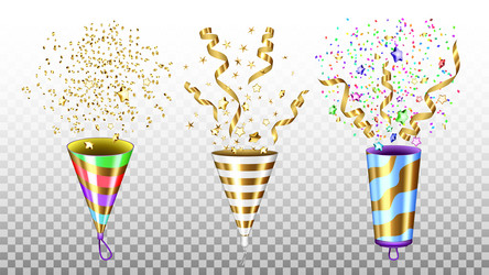 Party popper explosion with foil ribbon Royalty Free Vector
