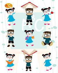 Cute humanized books characters representing Vector Image
