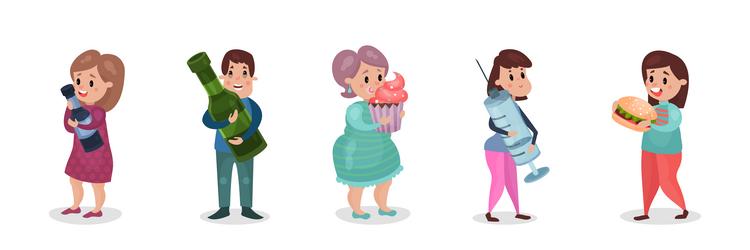 People characters having bad habits and harmful Vector Image