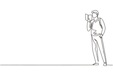 Continuous one line drawing guy standing Vector Image