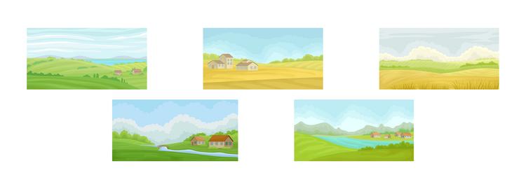 Farm and rural fields landscapes horizontal Vector Image