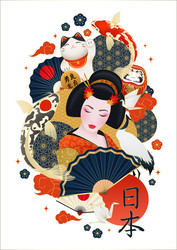 Geisha and Koi Fish Vector Images (75)
