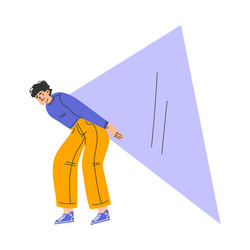 Man character pushing big blue round shape Vector Image