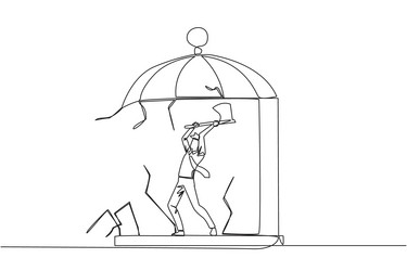 Continuous one line drawing businessman trapped Vector Image