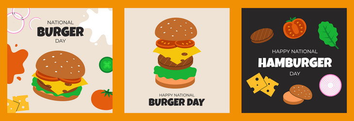 National burger day poster set Royalty Free Vector Image