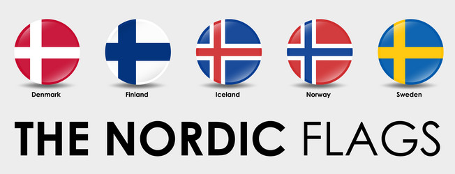 Nordic countries flag set of square flags Vector Image