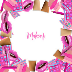 Make up border beauty frame with cosmetic Vector Image