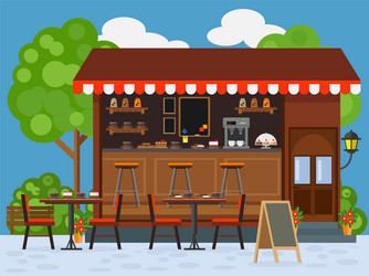 Outdoor cafe on coast for recreation Royalty Free Vector
