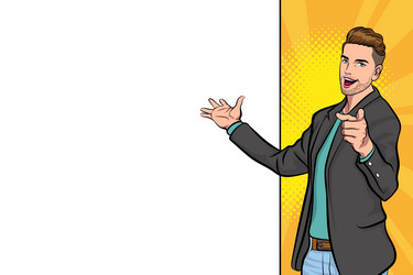 Young man point at self feeling confused Vector Image