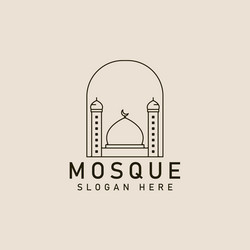 Islamic mosque architecture line art logo icon Vector Image