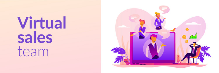 Virtual sales concept landing page Royalty Free Vector Image