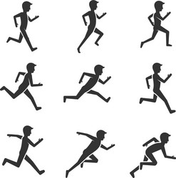 Man running figure black pictograms jogging Vector Image