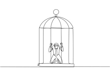 Single one line drawing businessman trapped Vector Image