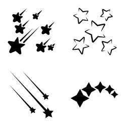 Starfall flat icon set isolated on white Vector Image