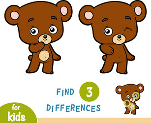 Find differences education game for children bear Vector Image