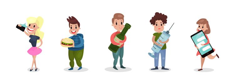 People characters having bad habits and harmful Vector Image