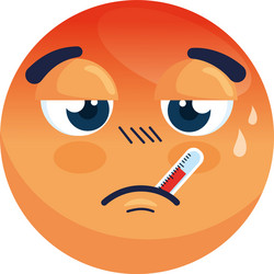 Emoji with fever face red disease Royalty Free Vector Image