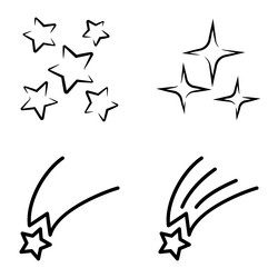 Starfall flat icon set isolated on white Vector Image