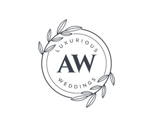 Aw initials letter wedding monogram logos Vector Image