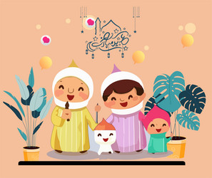 Kids Muslim Template Vector Images (over 640)