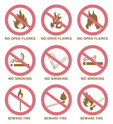 Do not smoke or use open flames signs source Vector Image