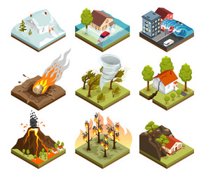 Natural disasters isometric Royalty Free Vector Image
