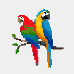 Bird pixel art parrot isolated Royalty Free Vector Image