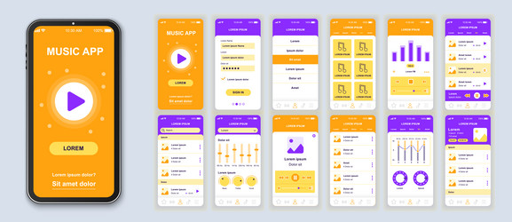 Music mobile app interface design templates set Vector Image