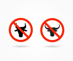 No cow sign and bull Royalty Free Vector Image
